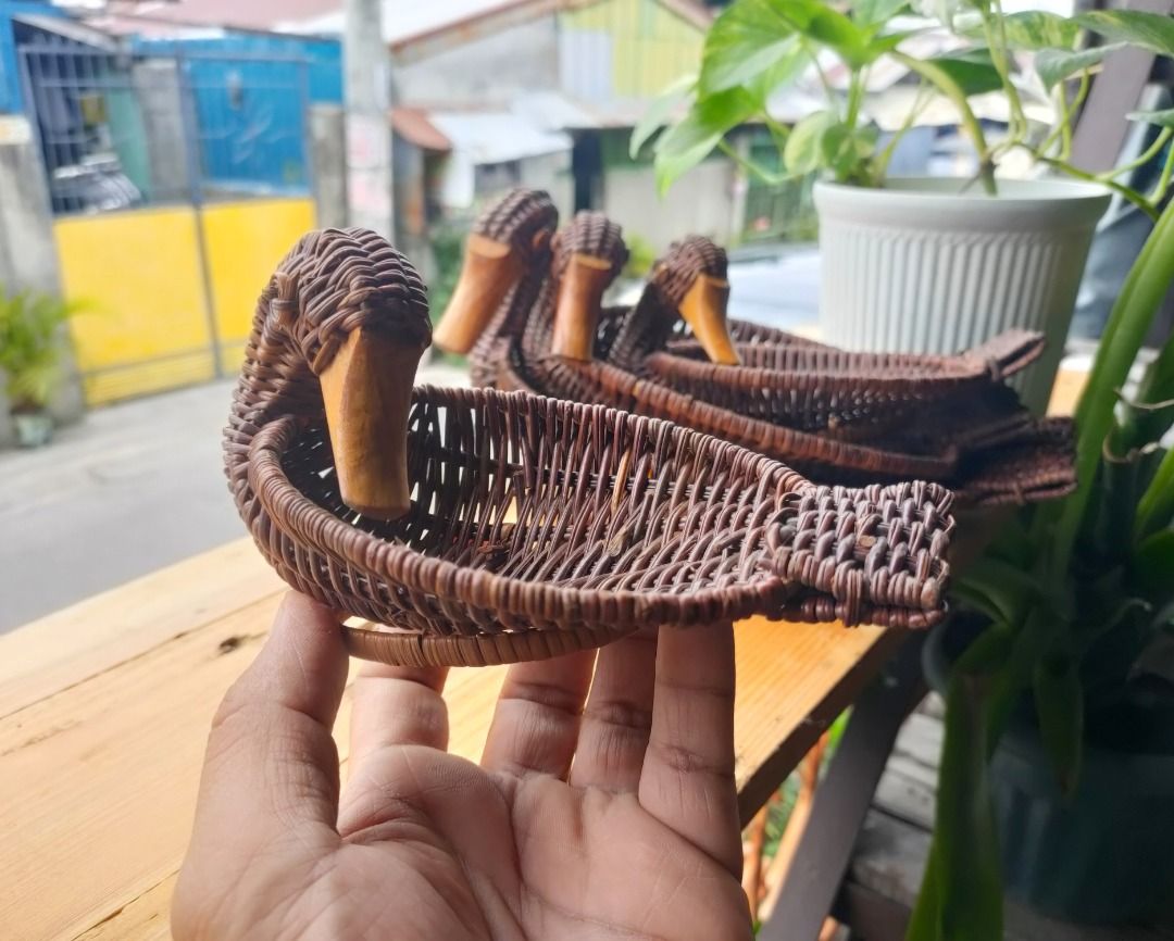 Vintage Rattan Nesting Ducks Basket, Furniture & Home Living, Home ...