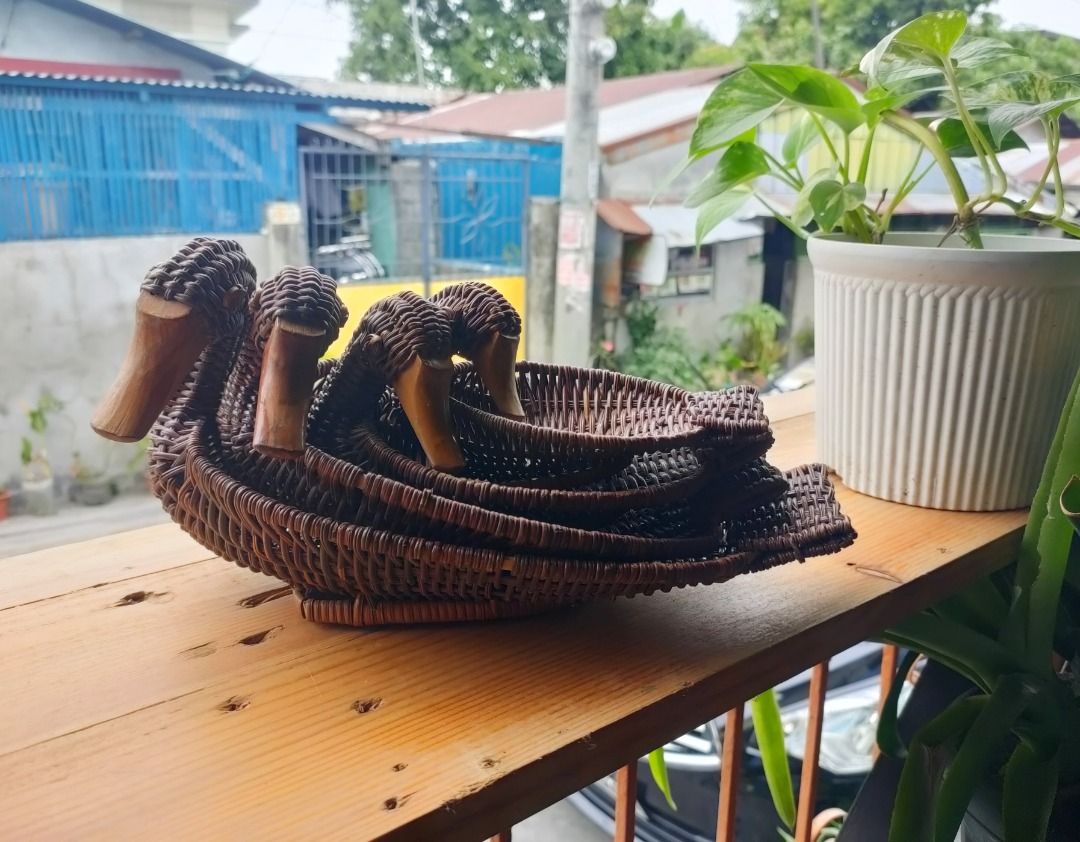 Vintage Rattan Nesting Ducks Basket, Furniture & Home Living, Home ...