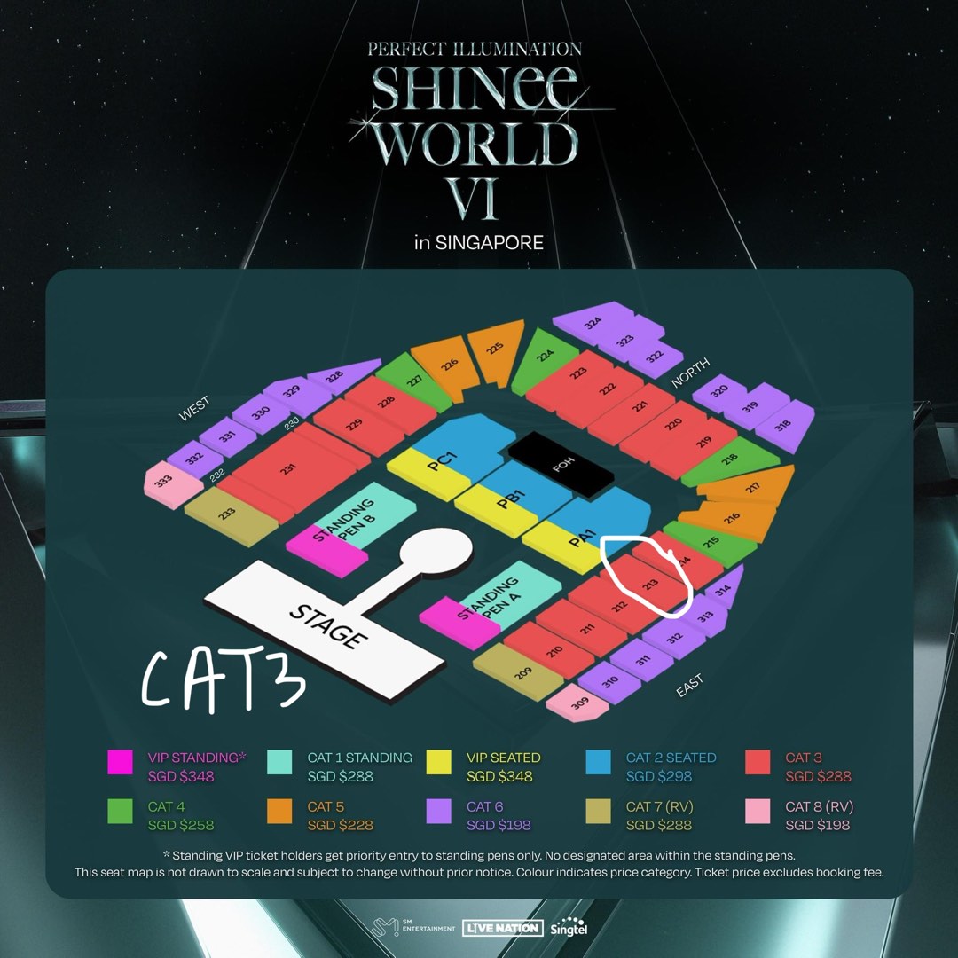 (WTS) CAT 3 SHINee World VI Concert ticket (Sect 213, 3rd row) , Tickets & Vouchers, Event ...