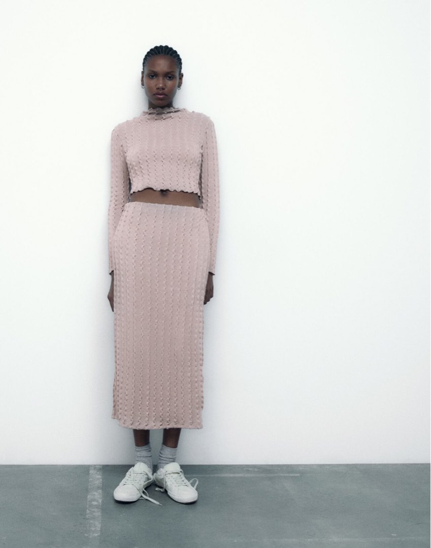 Zara BNWT Textured Skirt, Women's Fashion, Bottoms, Skirts on Carousell