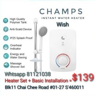 CHAMPS Instant Water Heater / Champs Aries / Copper Tank / Stainless ...