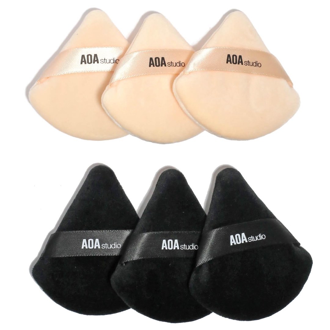 AOA STUDIO Velvet Puff Powder Puff for Wet or Dry Use 6-Pack (Black ...