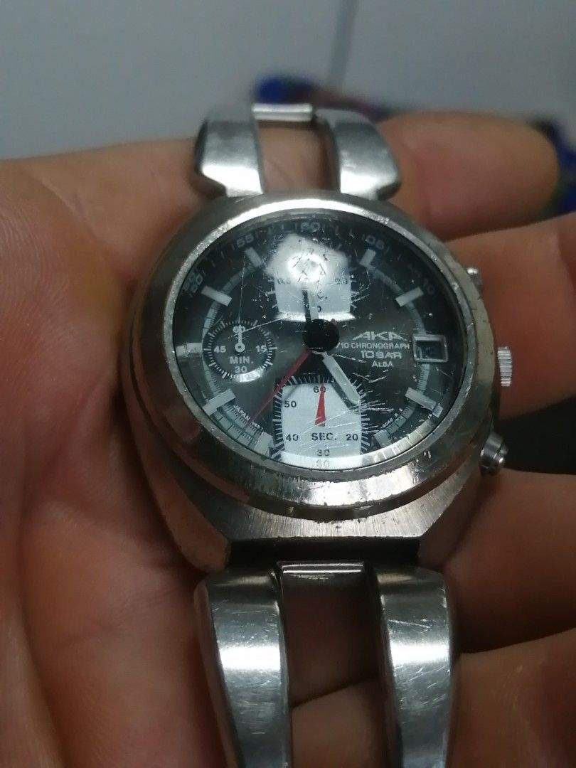 Authentic vintage AKA Alba V657-6030 by Seiko Quartz Black Dial Men's ...