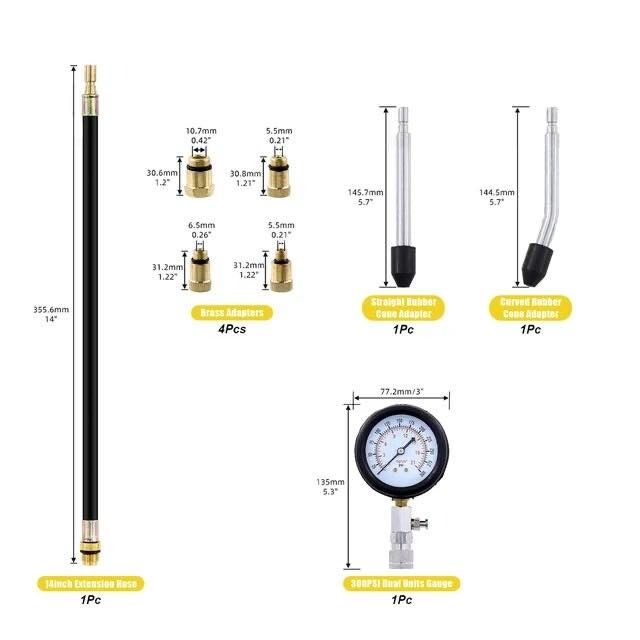 Auto Cylinder Tester Kit Gasoline Engine Compression Gauge 0-300 PSI ...
