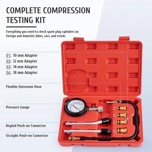Auto Cylinder Tester Kit Gasoline Engine Compression Gauge 0-300 PSI ...