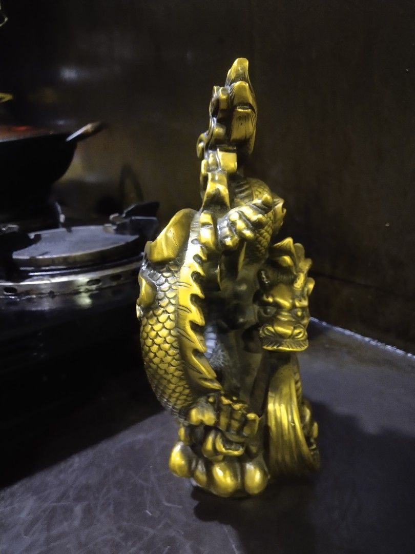 Brass lucky dragon statue display, Hobbies & Toys, Memorabilia ...