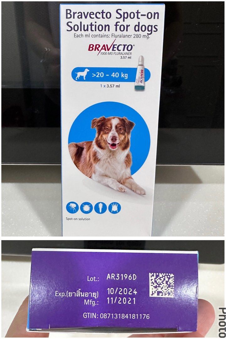 Bravecto Spot On Solution for Dogs 20-40kg, Pet Supplies, Health ...