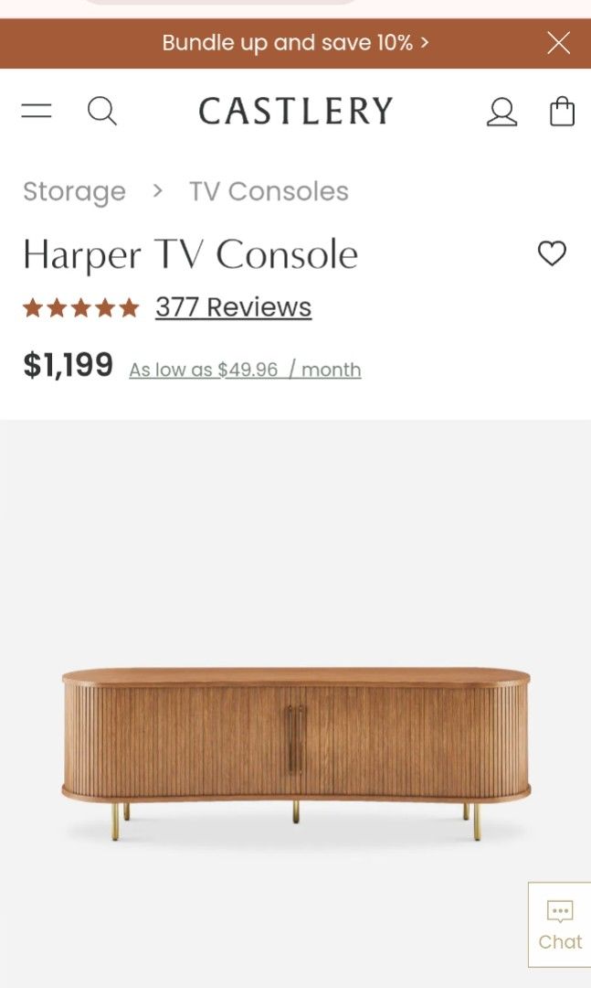 Castlery Harper TV Console (With black legs), Furniture & Home Living ...