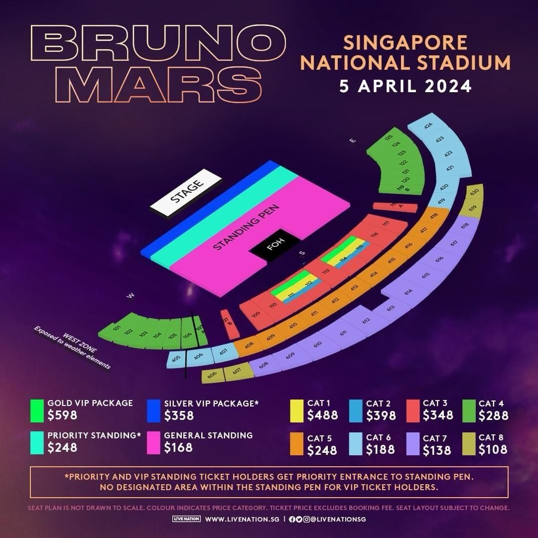 [WTS] [CAT3/CAT4/CAT6] Bruno Mars Singapore Concert Tickets April 2024 ...