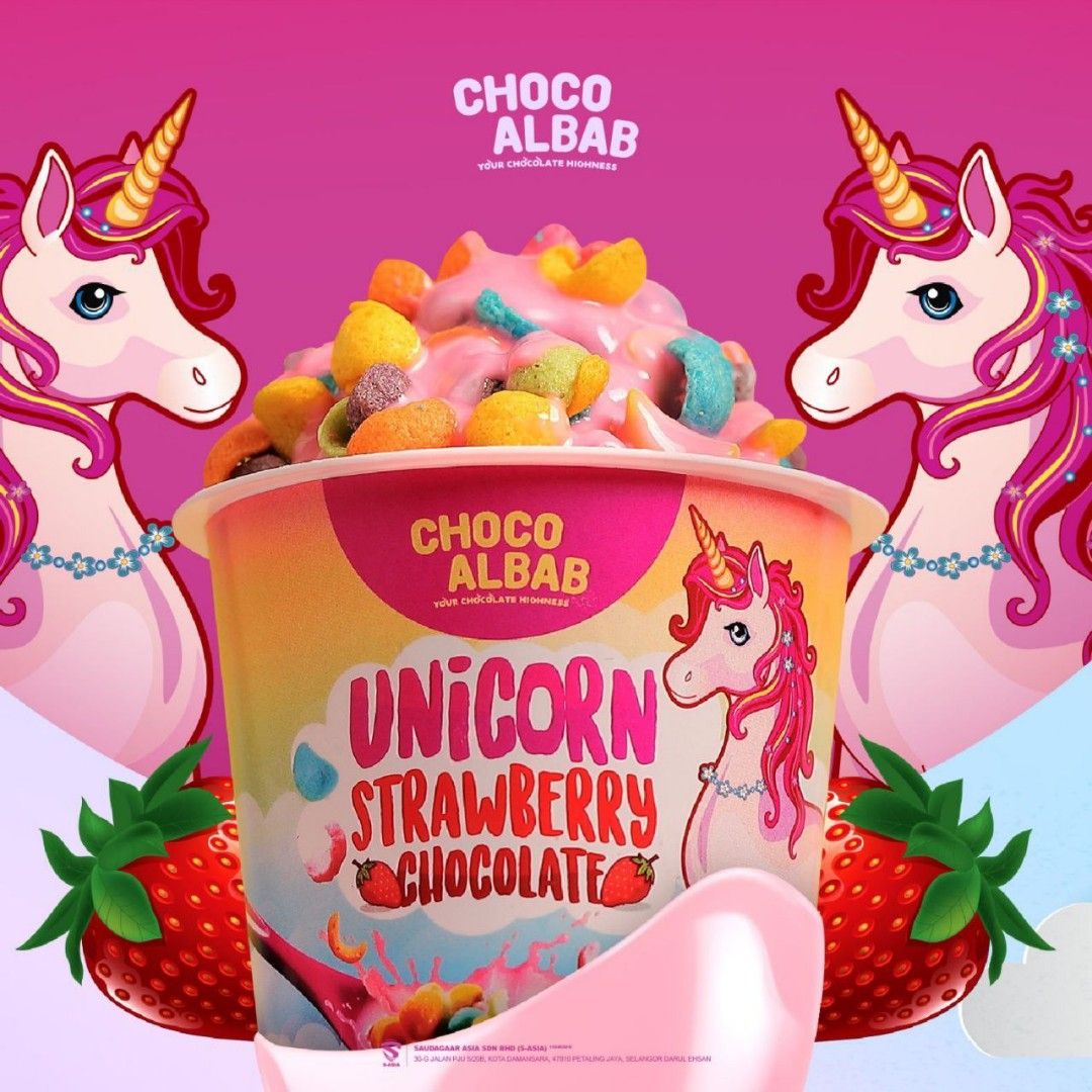 Choco Albab Unicorn Strawberry Chocolate Tub, Food & Drinks, Other Food ...