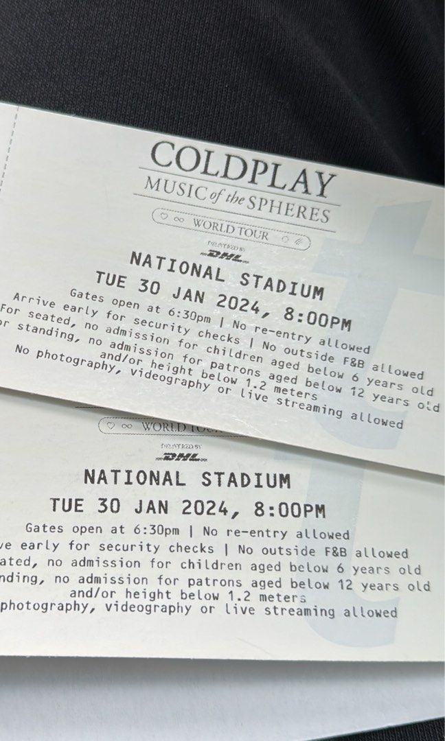 Coldplay Cat 1 Tickets, Tickets & Vouchers, Event Tickets on Carousell