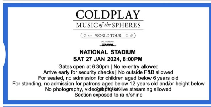 Coldplay Saturday Ticket Cat 4, Tickets & Vouchers, Event Tickets on ...