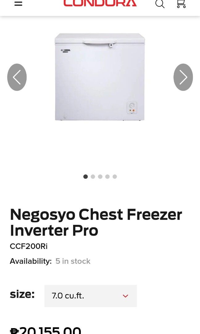 Condura Chest Freezer Inverter, TV & Home Appliances, Kitchen ...