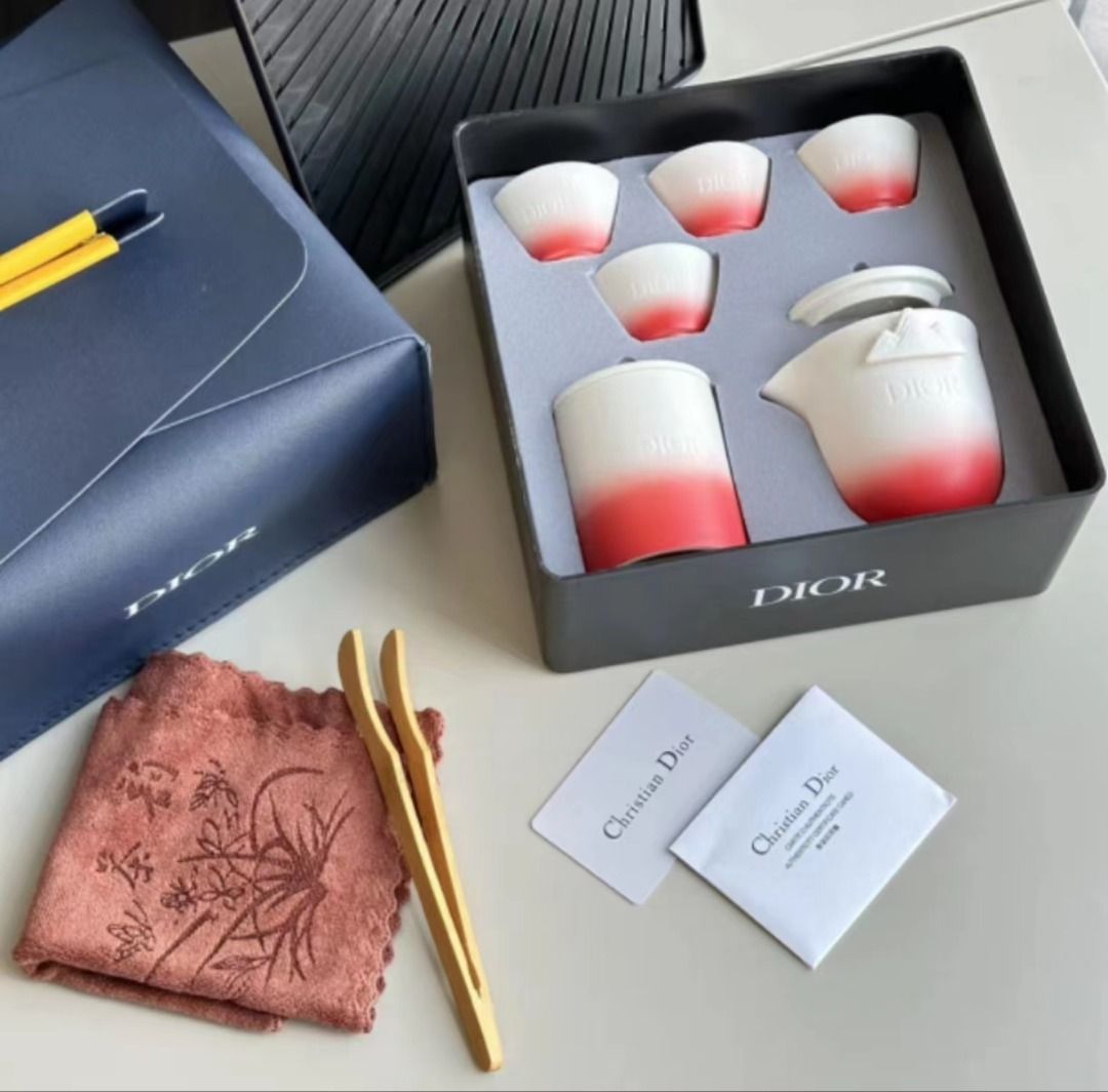 Dior tea set leather bag gift box, Furniture & Home Living, Kitchenware ...