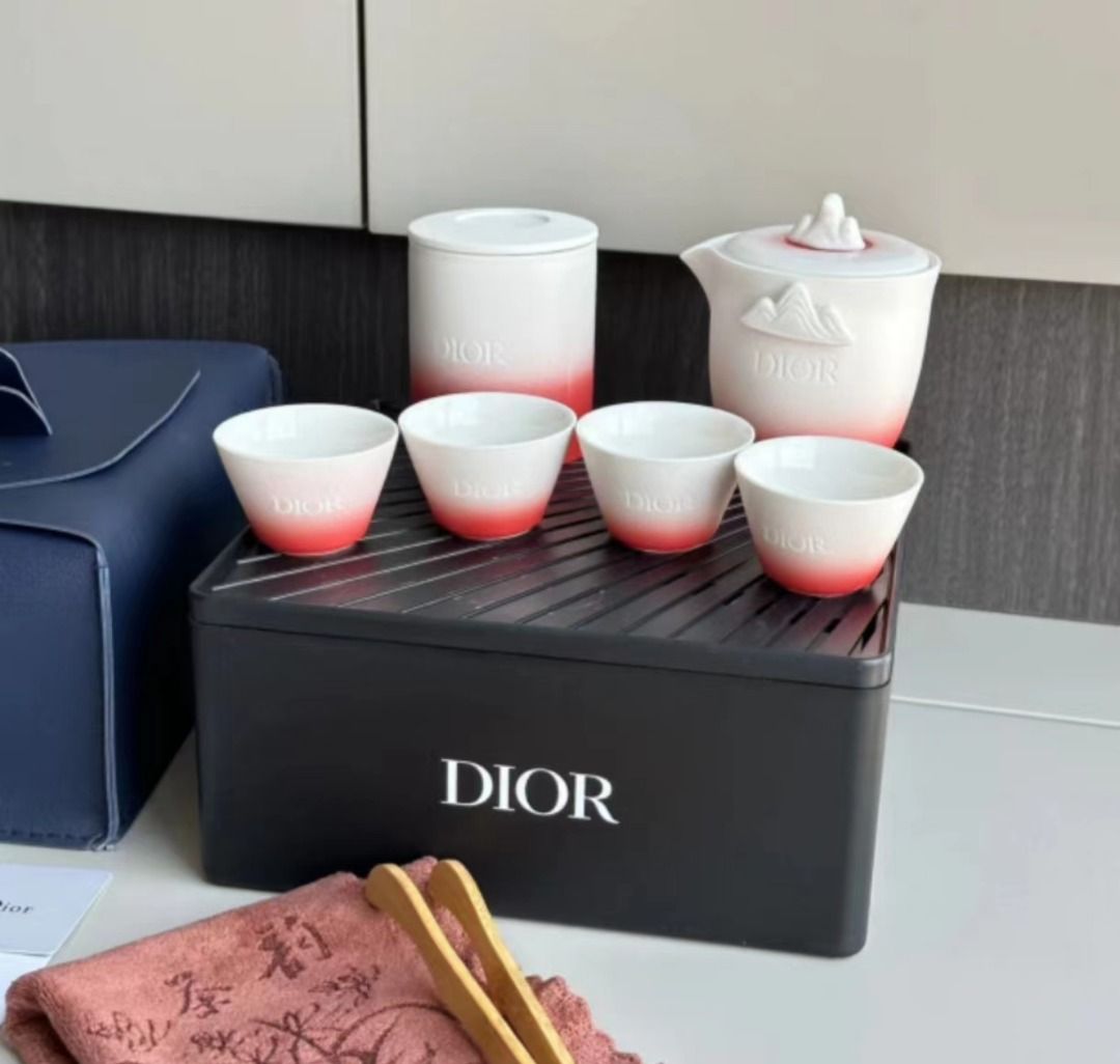 Dior tea set leather bag gift box, Furniture & Home Living, Kitchenware ...