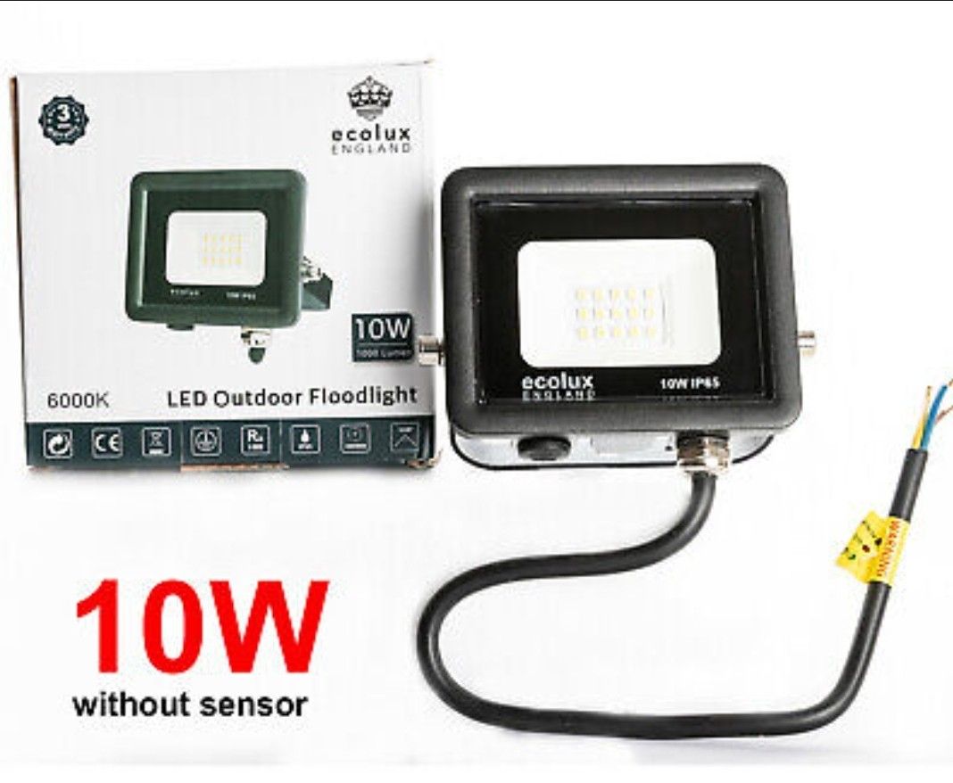 Ecolux England 10W LED Outdoor Floodlight, 6000K, Furniture & Home ...
