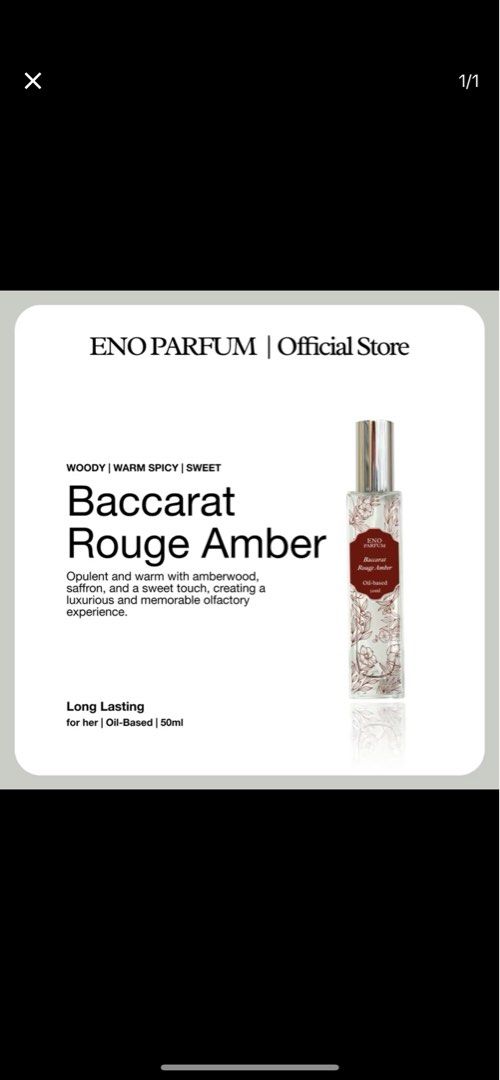Eno Parfum- Baccarat Rouge Amber 50 ML, Beauty & Personal Care ...