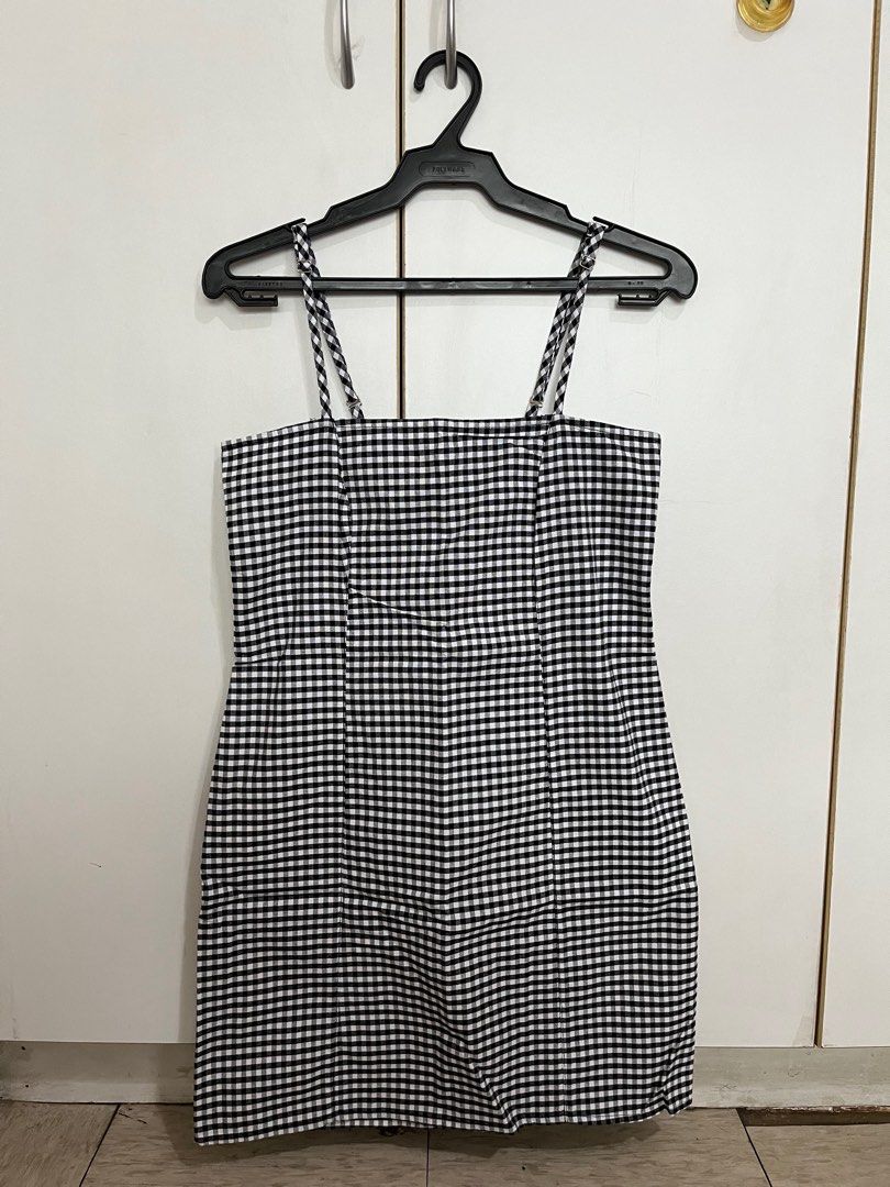 ForMe Black and White Checkered Sleeveless Dress, Women's Fashion, Dresses & Sets, Dresses on ...