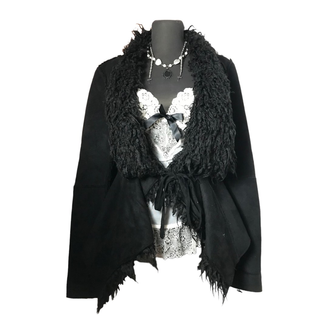 Fur Jacket Coat (Grunge, Gothic, Goth, Y2K, Archive, Cyber, Alt, Emo ...