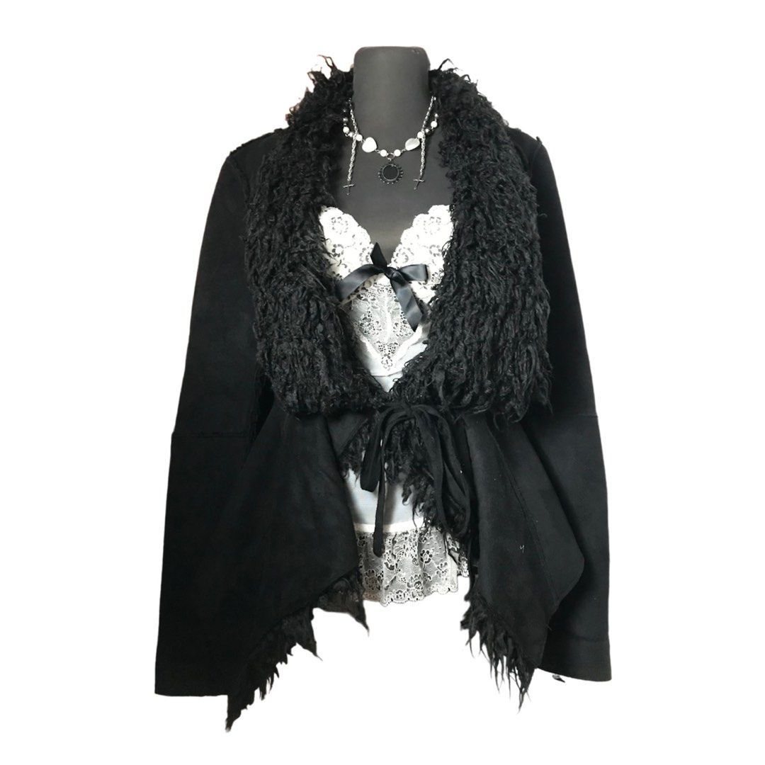 Fur Jacket Coat (Grunge, Gothic, Goth, Y2K, Archive, Cyber, Alt, Emo ...