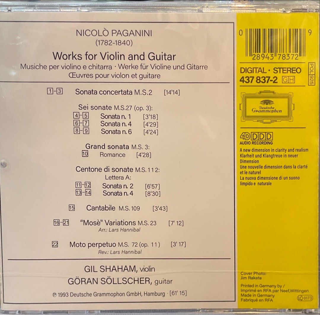 GIL SHAHAM. GORAN SOLKSCHER: PAGANINI FOR TWO, Hobbies & Toys, Music ...