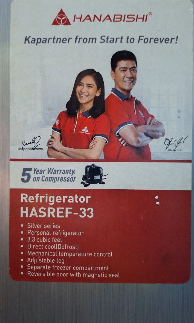 Hanabishi Refrigerator HASREF-33, TV & Home Appliances, Kitchen ...