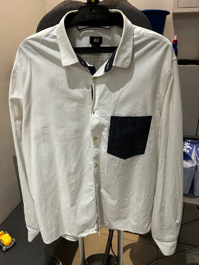 HNM smart casual white shirt, Men's Fashion, Tops & Sets, Formal Shirts ...