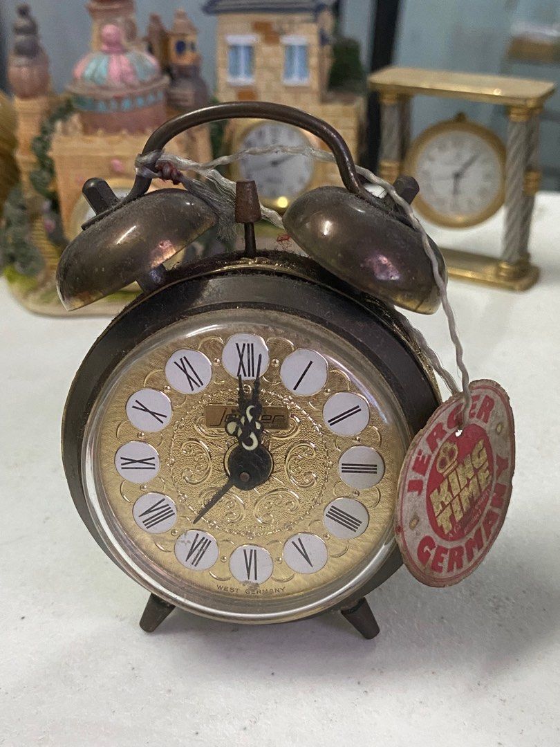 Negotiable! JERGER German Vintage Golden Brass Alarm Clock, Hobbies ...