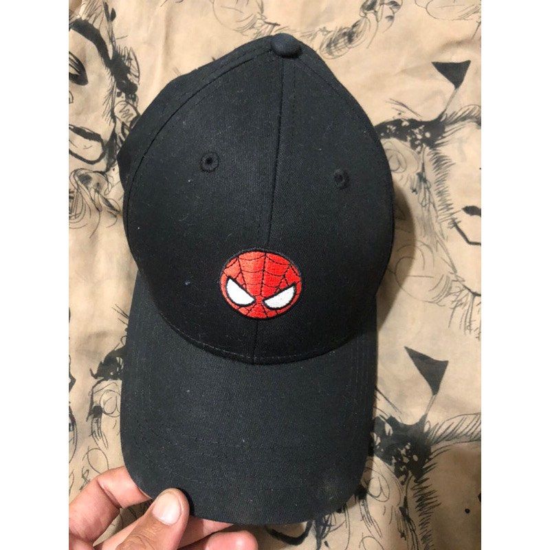 Kid 二手 古著 Miniso Marvel kid 漫威 蜘蛛人 兒童 老帽 棒球帽 cap, 他的時尚, 手錶及配件, 帽子在旋轉拍賣