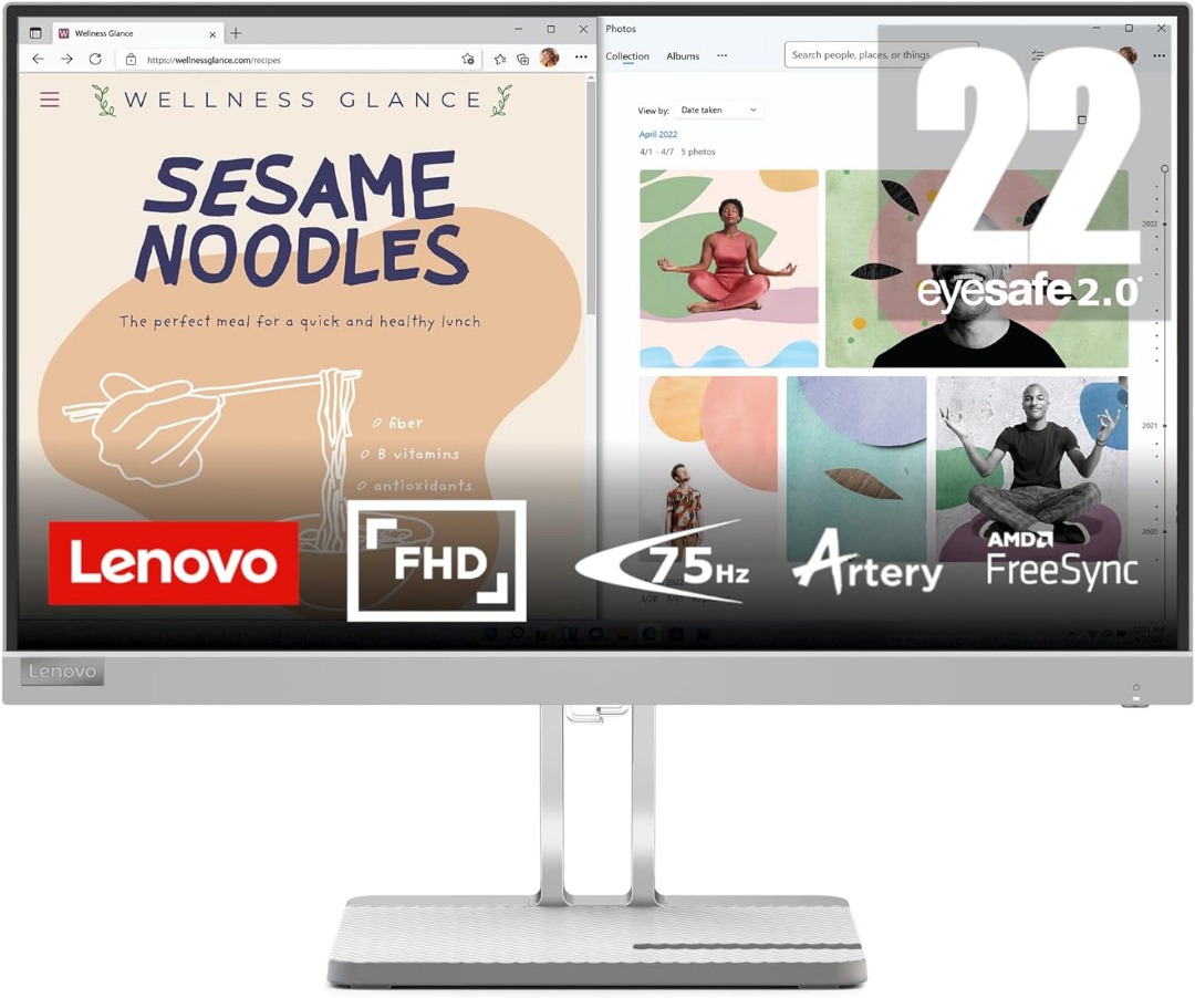 Lenovo L22e-40 Monitor - 21.45 inch FHD (1920 x 1080) 4ms 75Hz VA Panel ...