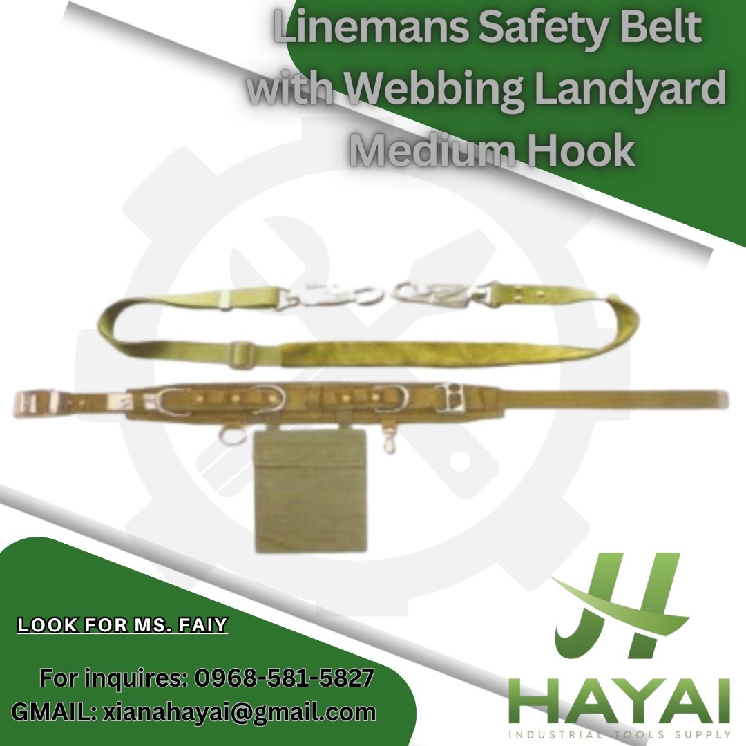 Linemans Safety Belt with Webbing Landyard Medium Hook, Commercial ...
