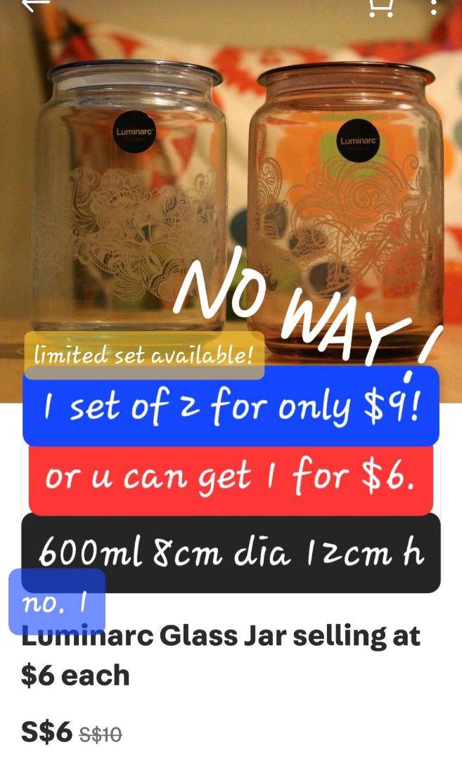 Luminarc CNY CONTAINERS & JARS from $6 each, TV & Home Appliances ...