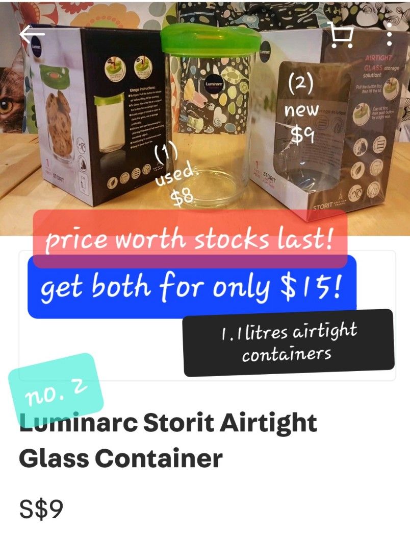 Luminarc CNY CONTAINERS & JARS from $6 each, TV & Home Appliances ...
