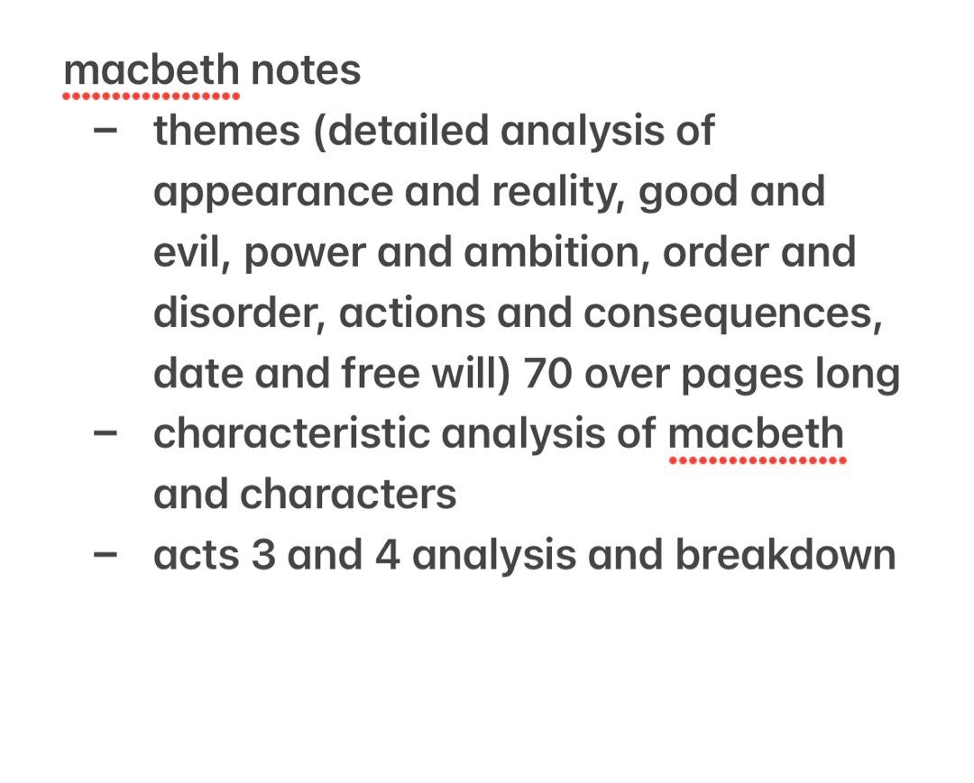 Macbeth Notes- themes, character, acts analysis, Hobbies & Toys, Books ...