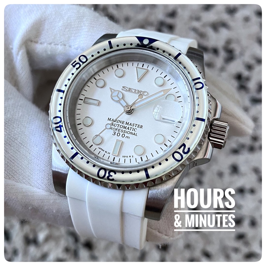 Marine Master Powder White automatic watch - Seiko mod, Women's Fashion ...