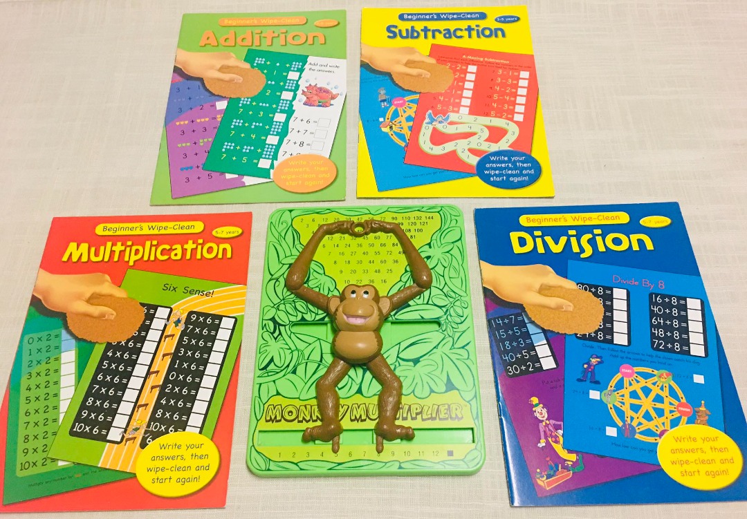 Math Monkey Multiplier Toy With Beginner's Wipe-Clean Addition, Subtraction, Multiplication ...
