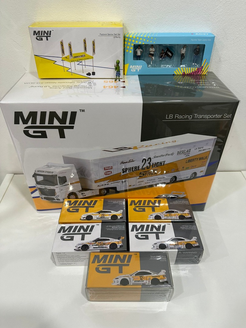 Mini GT 1/64 LB Racing Transporter Complete set with R35, S15 and ...