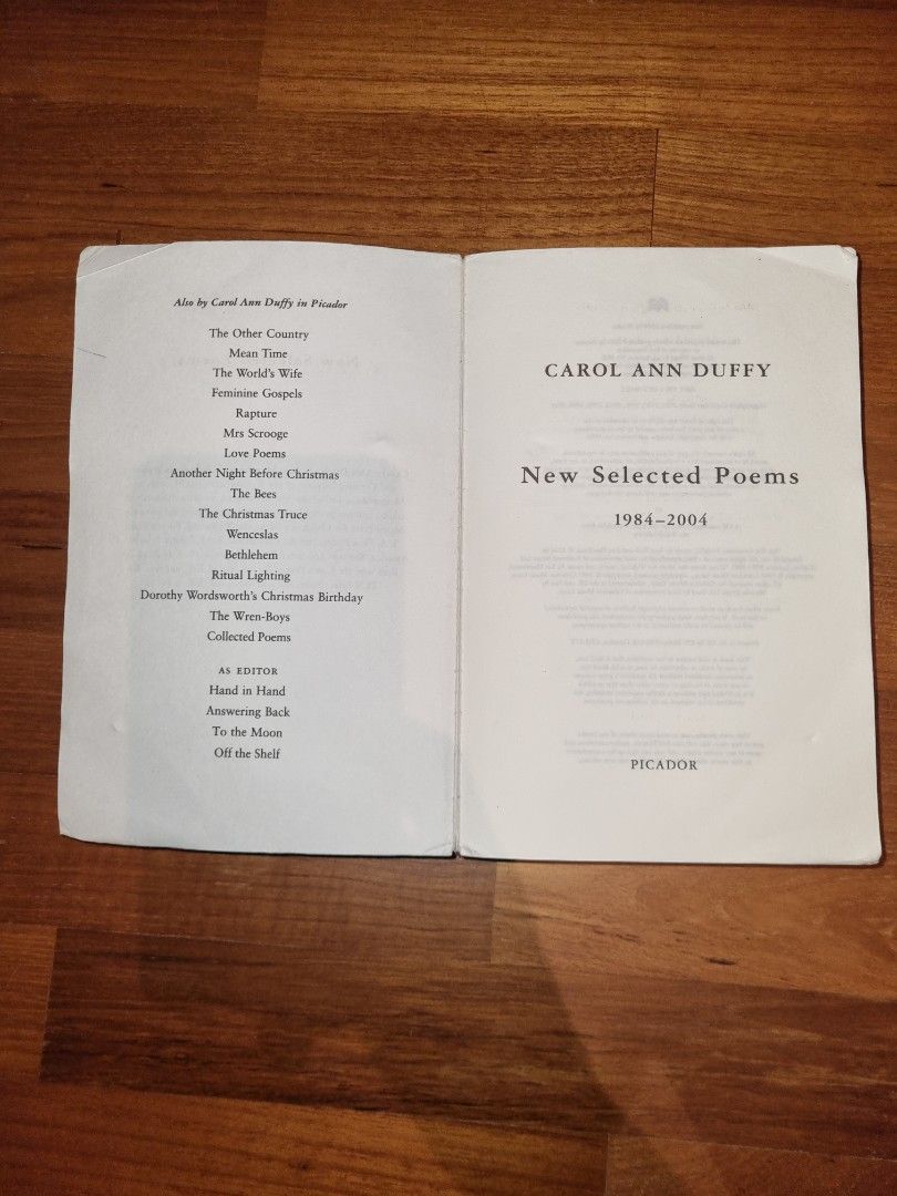 New selected poems Carol ann Duffy international Baccalaureate IP ...