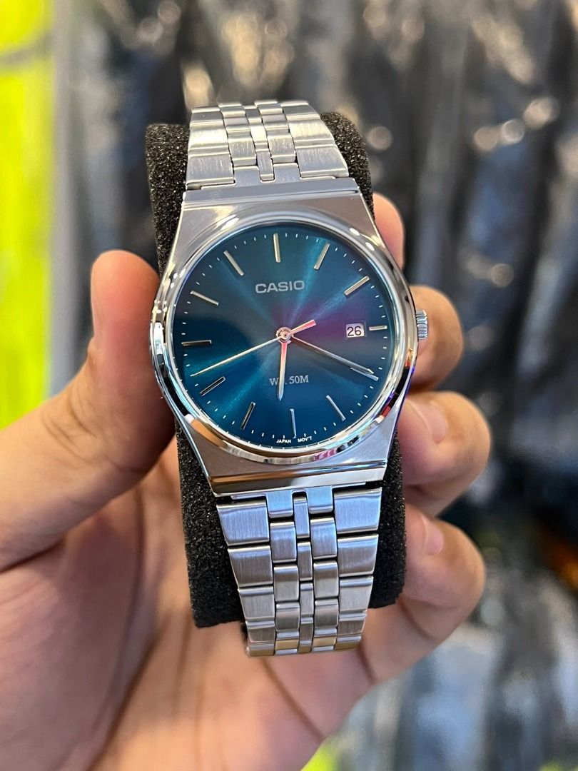 ORIGINAL CASIO Analog Blue Dial Stainless Steel Watch MTP-B145D-2AV, Luxury, Watches on Carousell