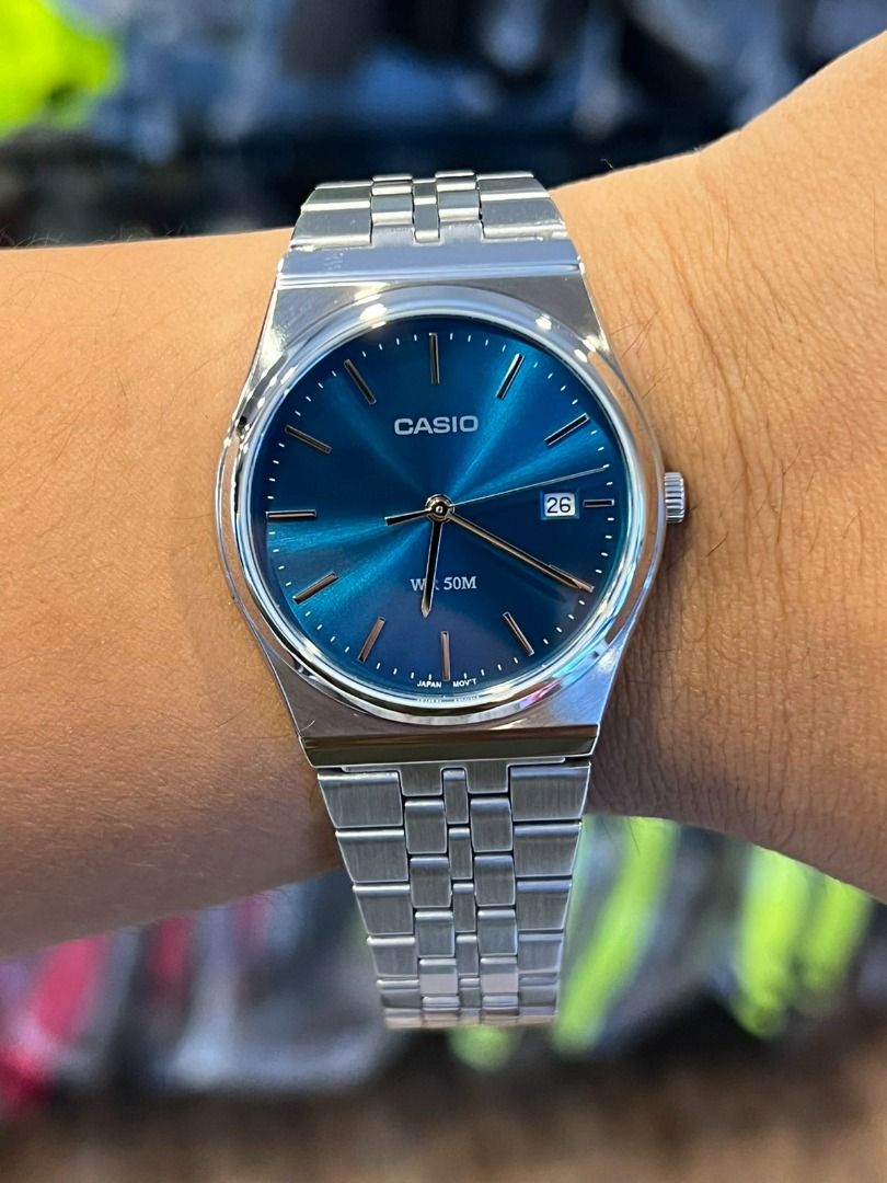 ORIGINAL CASIO Analog Blue Dial Stainless Steel Watch MTP-B145D-2AV, Luxury, Watches on Carousell