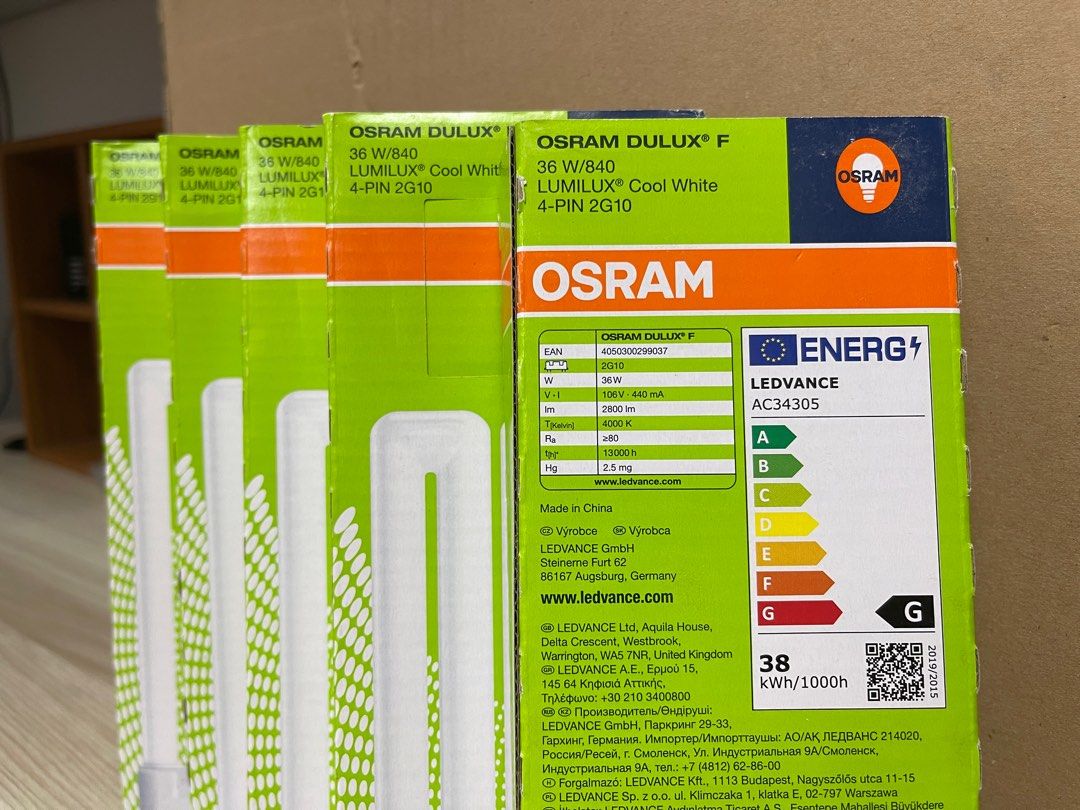OSRAM DULUX F - 36 W/840 LUMILUX Cool White 4-Pin 2G10, TV & Home Appliances, Other Home ...