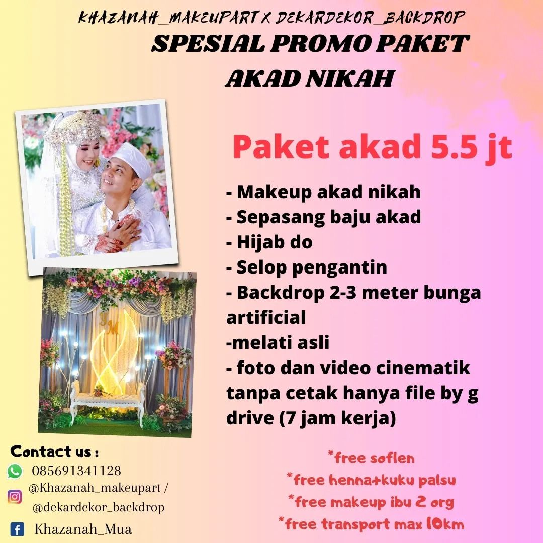 Paket akad nikah murah MUA busana dan fotogpraher, Jasa, Beauty ...