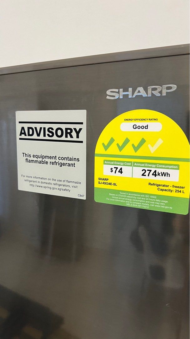 Sharp 2 door fridge / freezer 253L, TV & Home Appliances, Kitchen ...