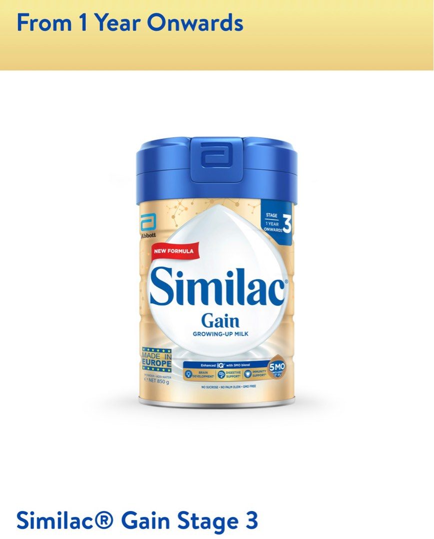 Similac Gain Stage 3, Babies & Kids, Nursing & Feeding, Weaning ...