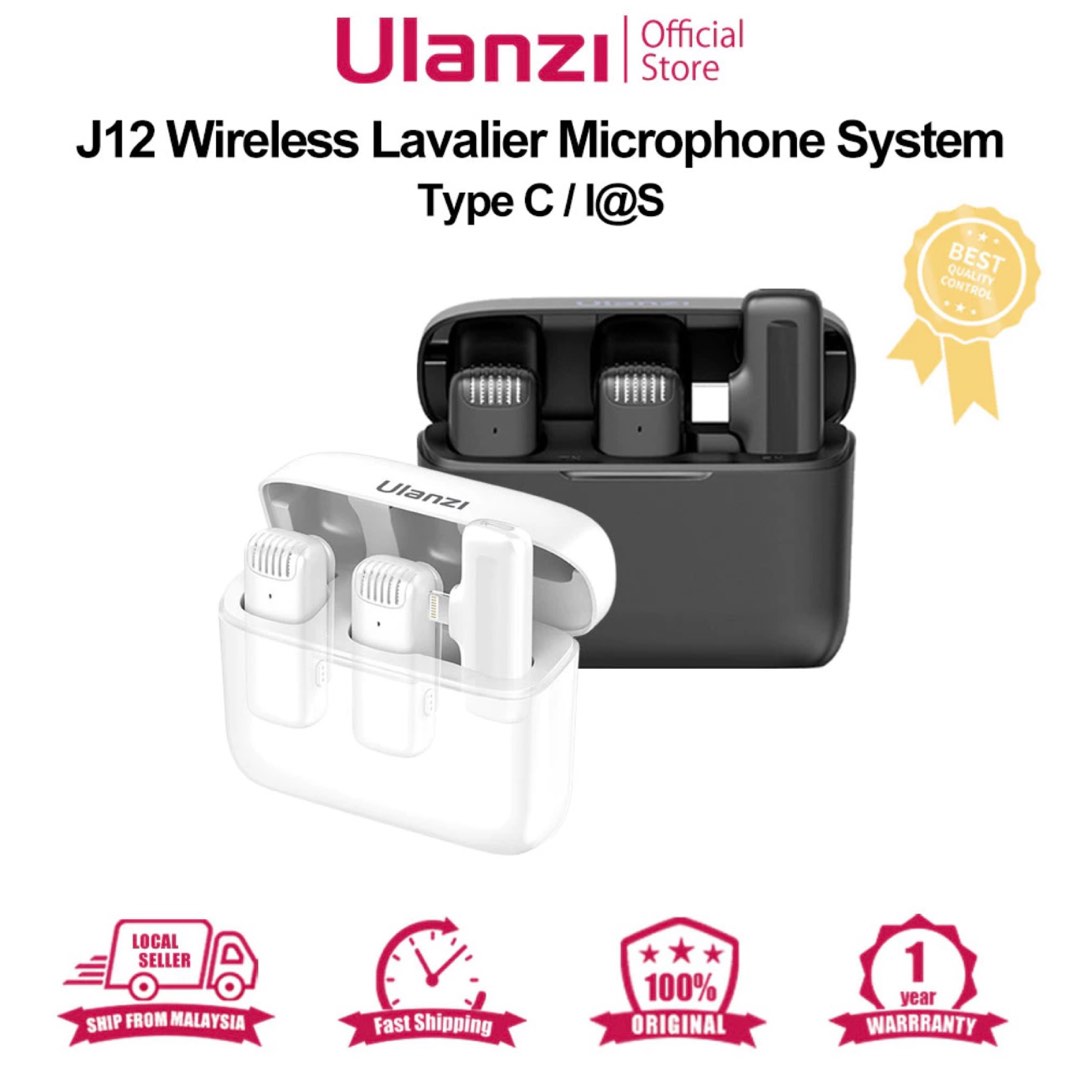 Ulanzi J12 Type C/IOS Jack Wireless Lavalier Microphone System ...