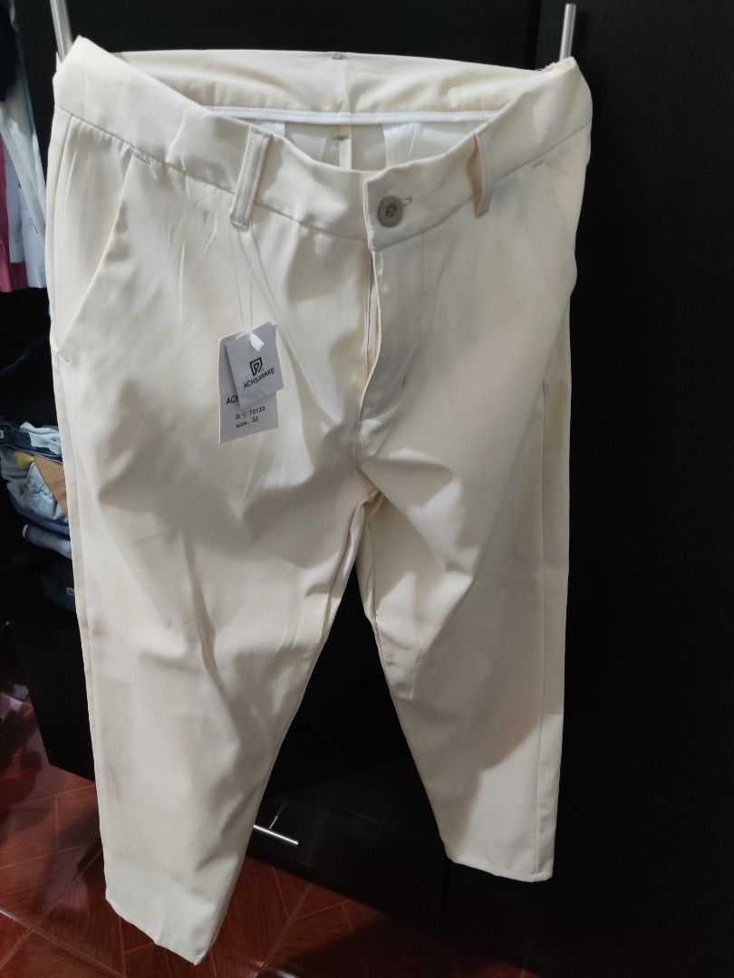 UNISEX Cream Beige Off white slacks formal office pants, Women's ...