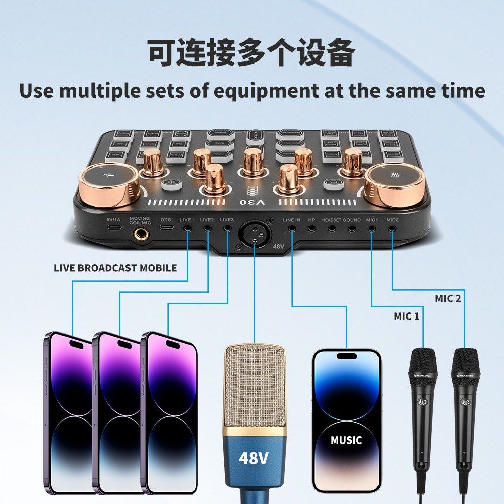 V30 Professional Sound Card and X7 Condenser Microphone, Audio, Other ...