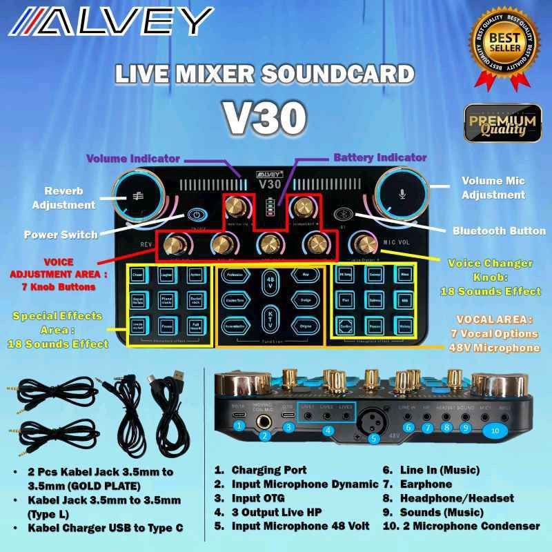 V30 Professional Sound Card and X7 Condenser Microphone, Audio, Other ...