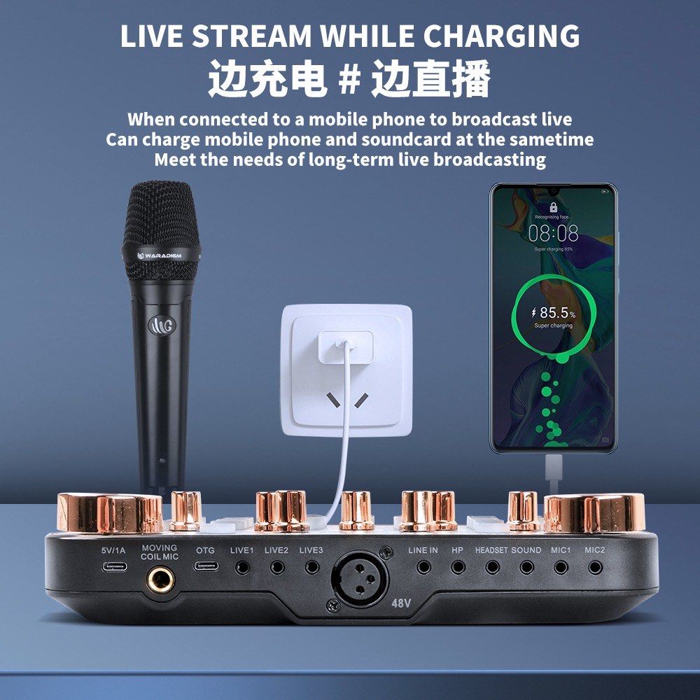 V30 Professional Sound Card and X7 Condenser Microphone, Audio, Other ...