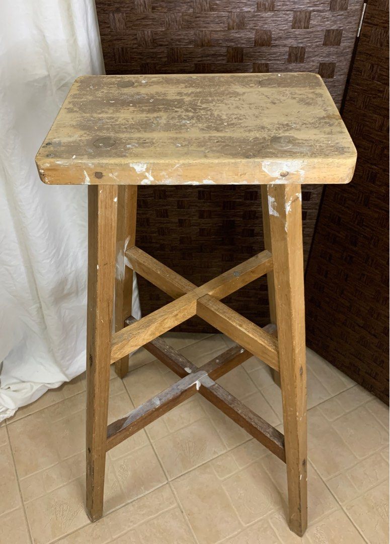 Vintage, old tall Wooden stools, Furniture & Home Living, Furniture ...
